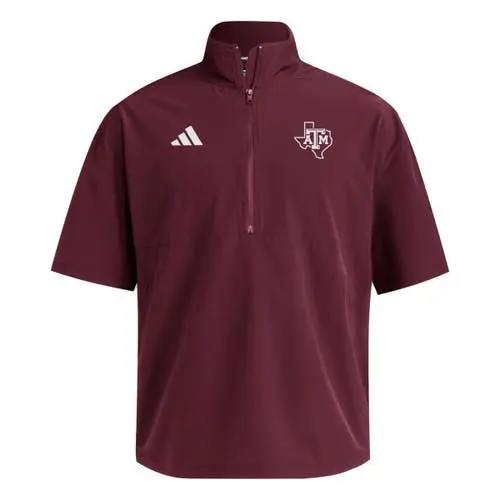 Adidas Texas A&m Aggies Woven Quarter-zip Short Sleeve Pullover
