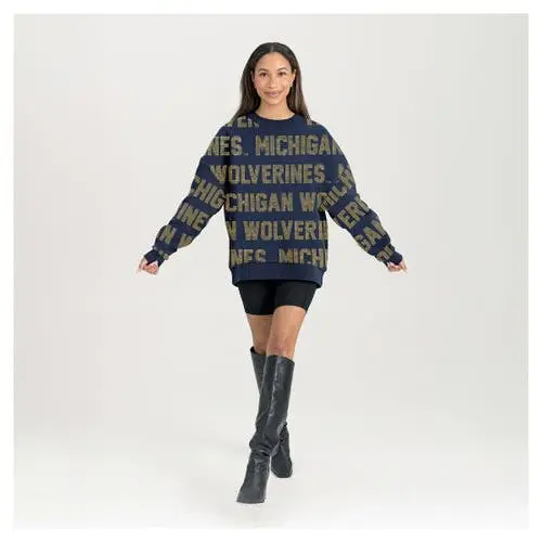 GAMEDAY COUTURE Michigan Wolverines Rhinestone Embellished Sweatshirt - Navy