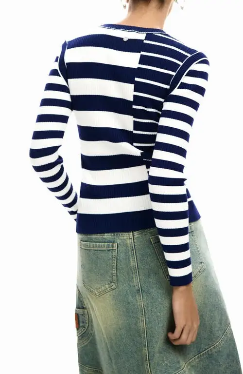 Desigual Stripe Rib Sweater - White
