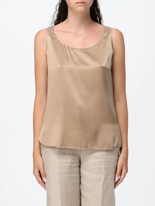 Max Mara Satin Sleeveless Top - Beige