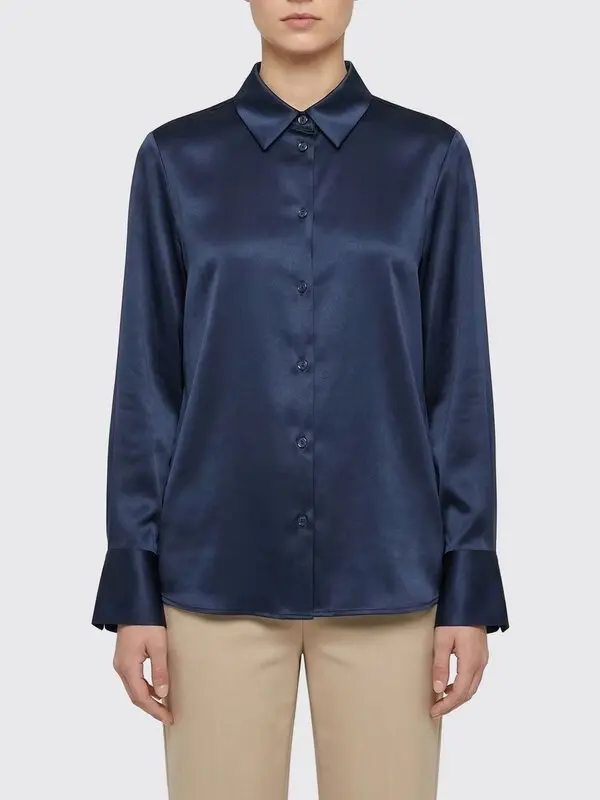 Max Mara Silk Blend Long Sleeve Shirt - Blue 1