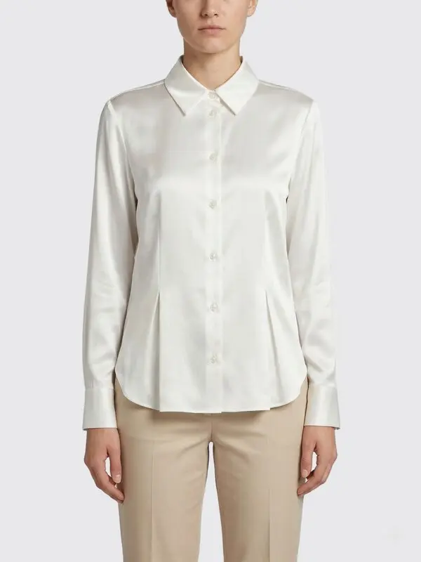 Max Mara Silk Blend Long Sleeve Shirt - White