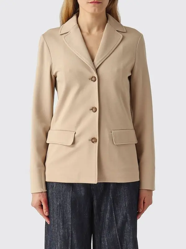 Max Mara Single Breasted Blazer In Stretch Viscose Jersey - Beige