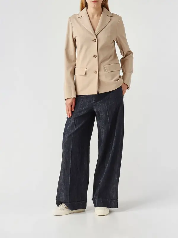 Max Mara Single Breasted Blazer In Stretch Viscose Jersey - Beige