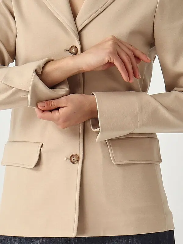 Max Mara Single Breasted Blazer In Stretch Viscose Jersey - Beige