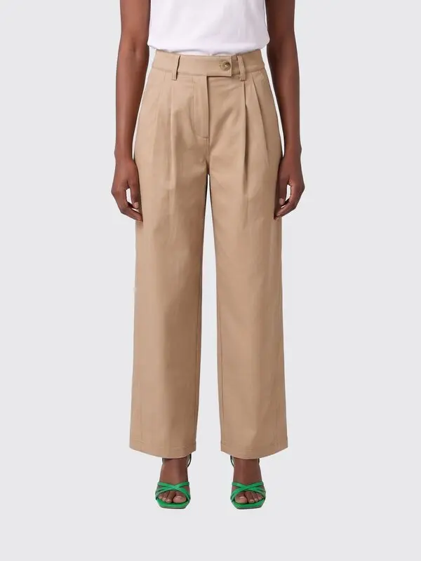 Max Mara Cotton Blend Wide Leg Trousers - Beige