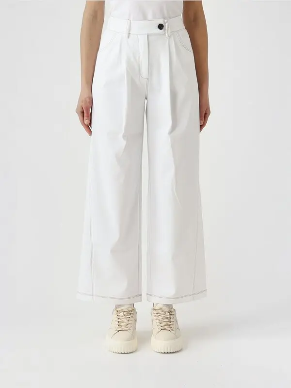Max Mara Cotton Blend Wide Leg Trousers - White