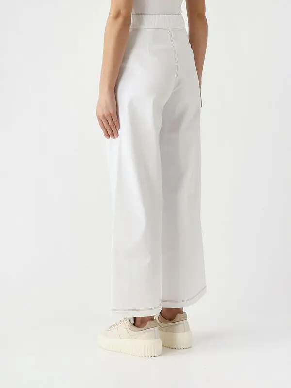 Max Mara Cotton Blend Wide Leg Trousers - White