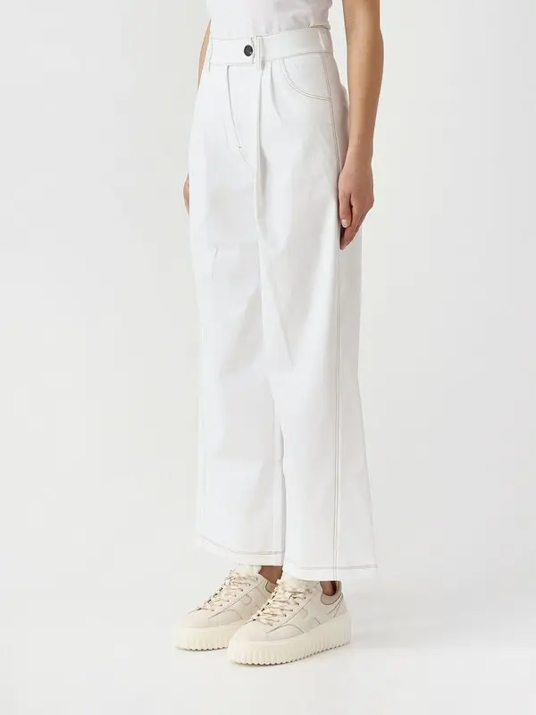 Max Mara Cotton Blend Wide Leg Trousers - White