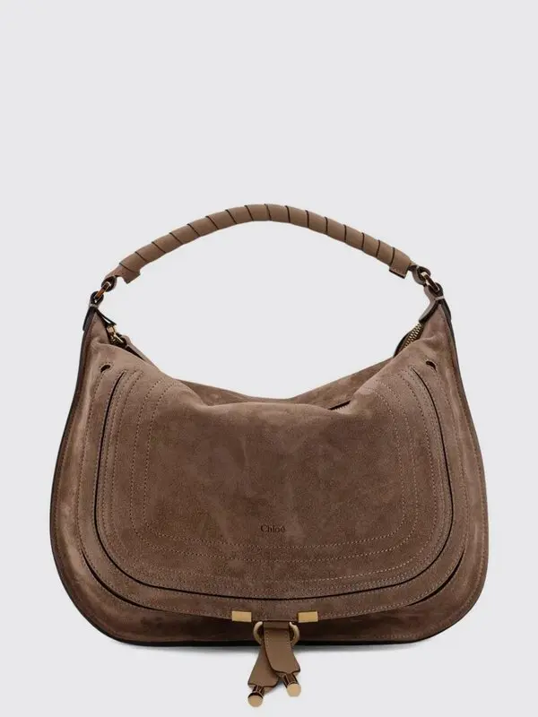 Chloé Marcie Suede Shoulder Bag - Beige