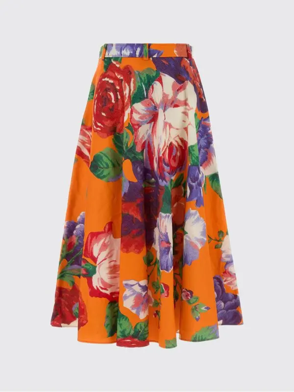 Moschino Floral Cotton Blend Midi Skirt - Multicolor