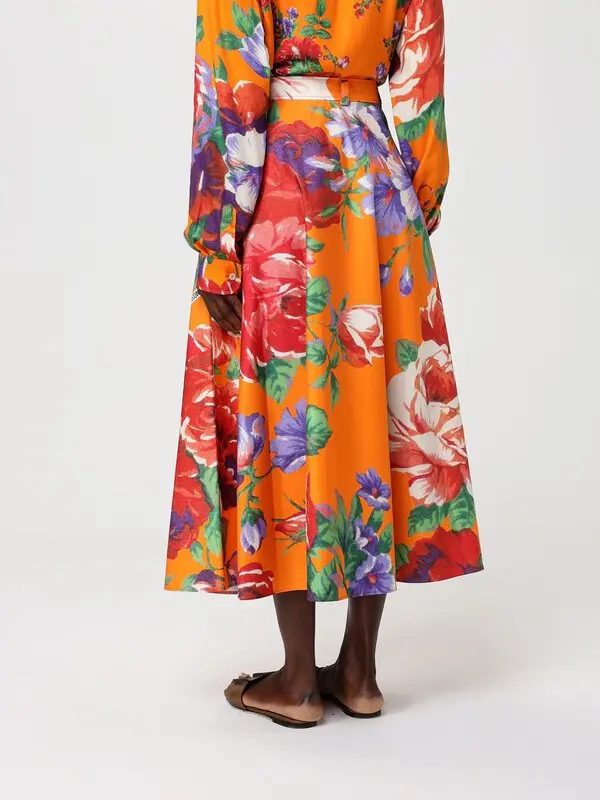 Moschino Floral Print Midi Skirt - Orange
