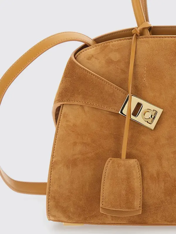 FERRAGAMO Hug Suede Leather Handbag - Beige