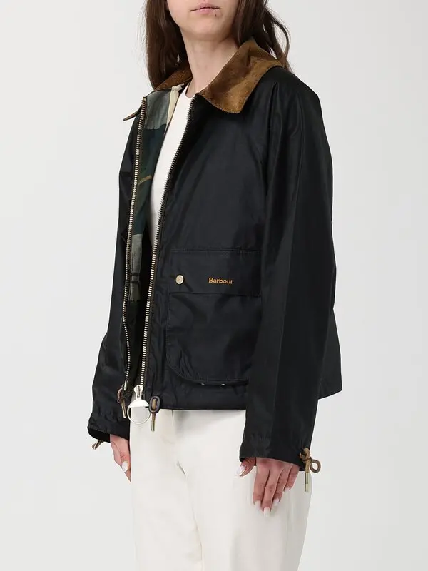 Barbour Waxed Cotton Jacket With Velvet Collar - Green