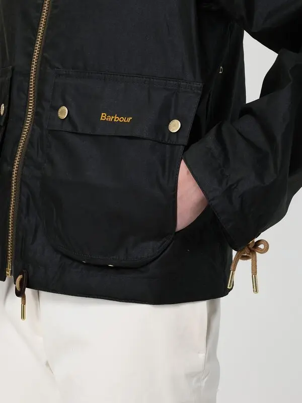 Barbour Waxed Cotton Jacket With Velvet Collar - Green