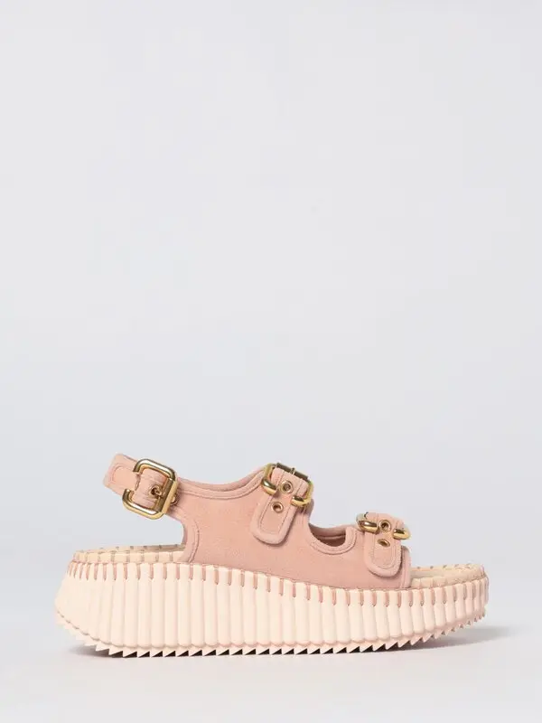 Chloé Suede Platform Sandals - Pink