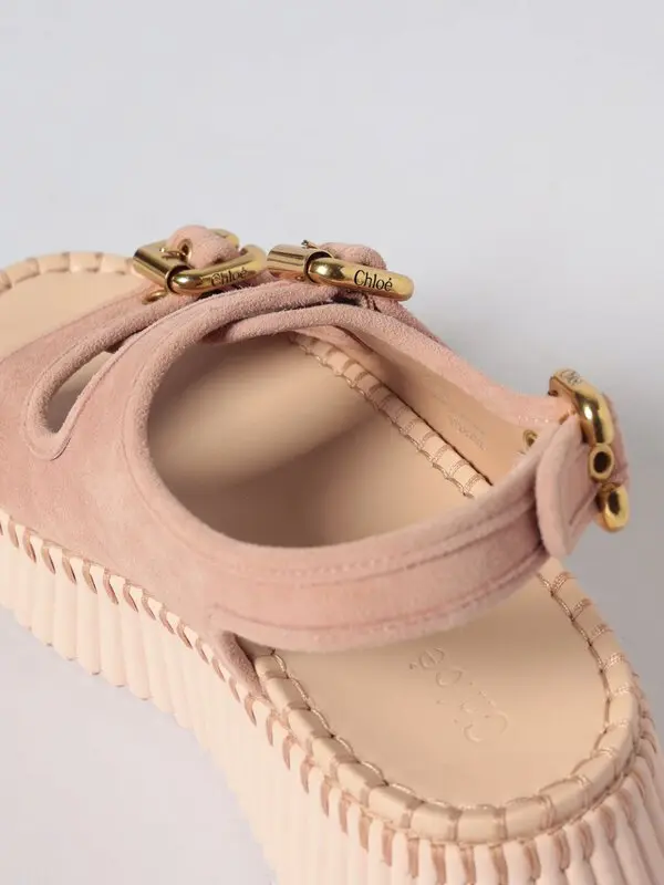 Chloé Suede Platform Sandals - Pink