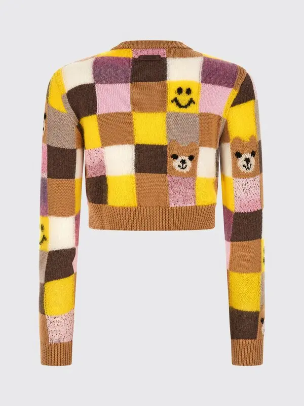 Moschino Plaid Wool Blend Crop Cardigan - Yellow