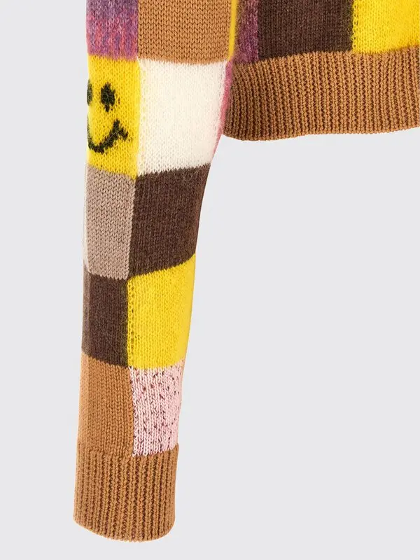 Moschino Plaid Wool Blend Crop Cardigan - Yellow