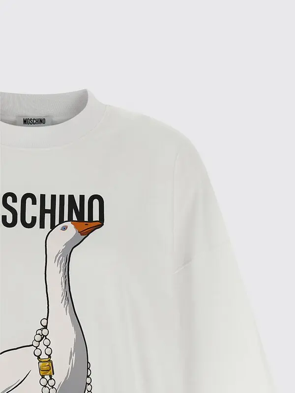 Moschino Cotton T-shirt Dress With Goose Graphic - White