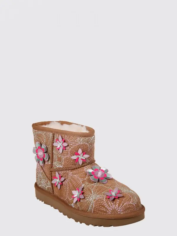 UGG Classic Mini Meadow Embroidered Suede Ankle Boots