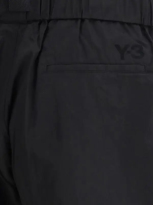 Y3 Cotton And Nylon Blend Cargo Shorts - Black