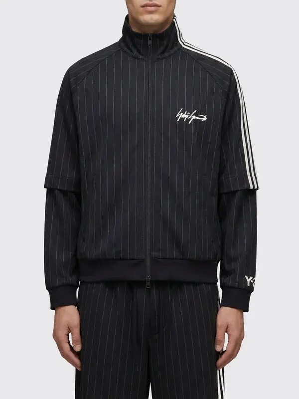 Y3 Striped Full Zip Sweatshirt - Black