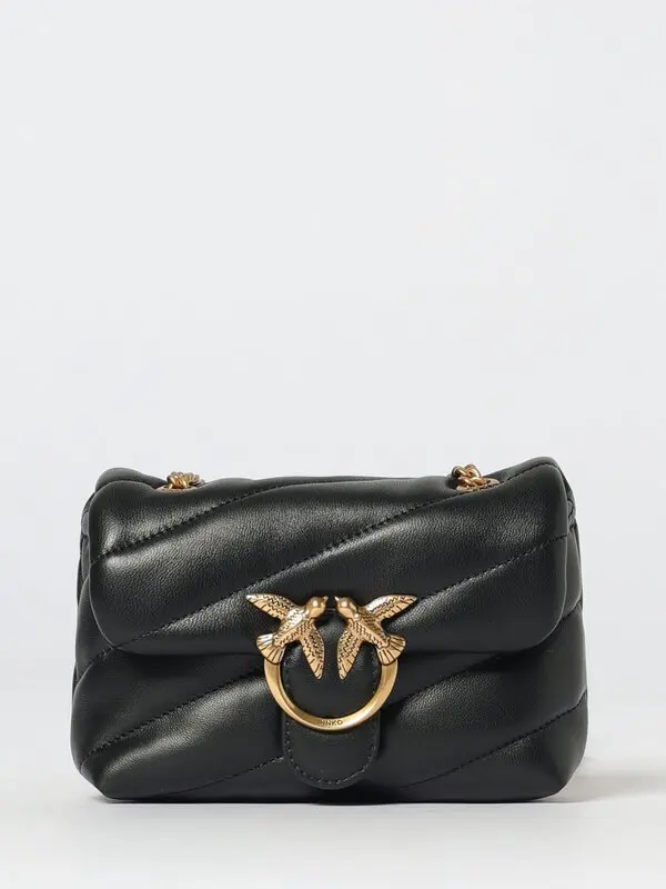 Pinko Quilted Leather Mini Bag With Chain Strap - Black