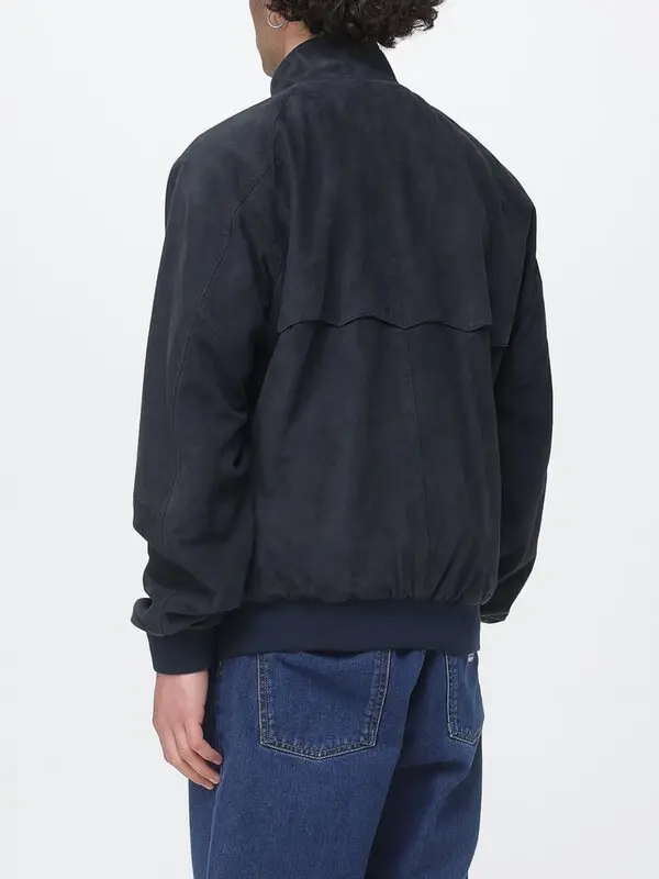 BARACUTA Suede Bomber Jacket - Blue