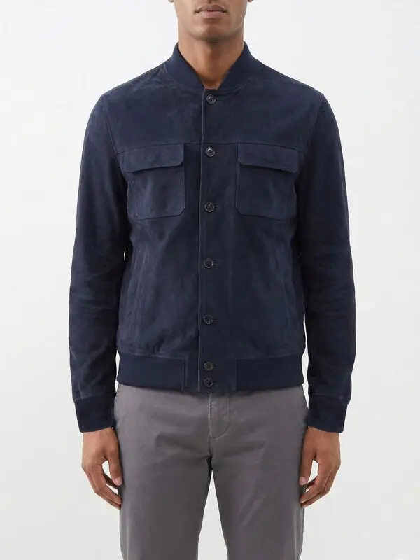 SALVATORE SANTORO Suede Bomber Jacket