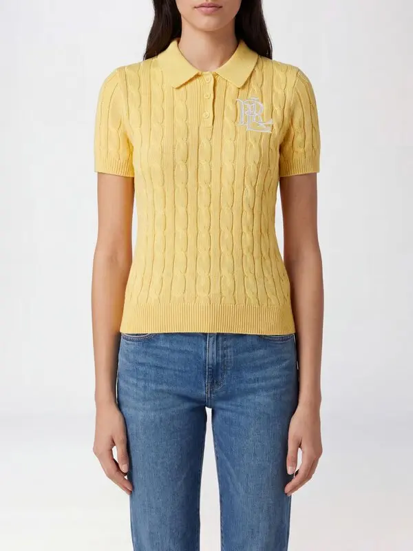 Ralph Lauren Cream Cable Knit Polo Shirt - Yellow