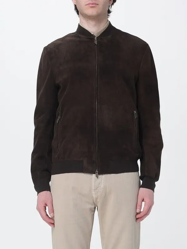 SALVATORE SANTORO Suede Bomber Jacket - Brown