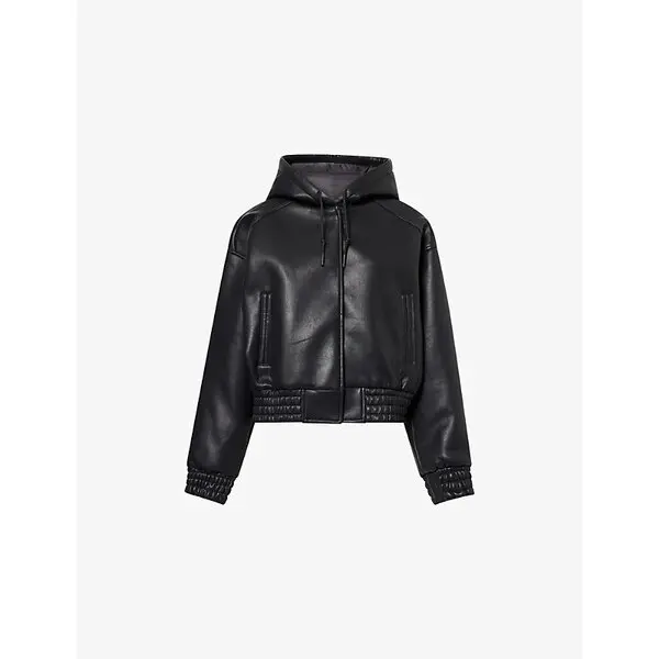 THE FRANKIE SHOP Jackson Faux Leather Bomber Jacket - Black