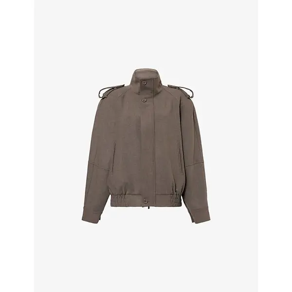 THE FRANKIE SHOP Kelly Padded Double-weave Blouson Jacket - Taupe Melange