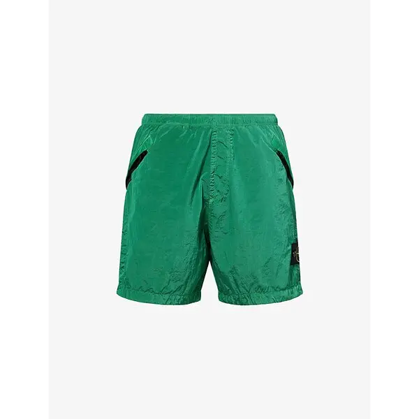 Stone Island Brand-badge Relaxed-fit Nylon Cargo Shorts - Malachite Green