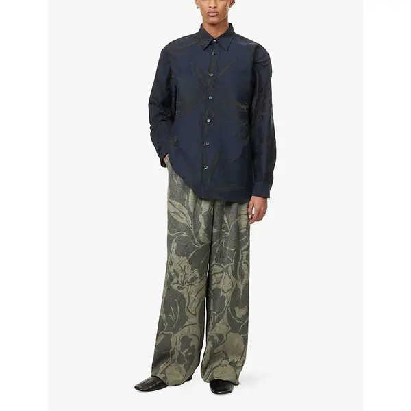 Dries Van Noten Classic-collar Textured-pattern Cotton-blend Shirt