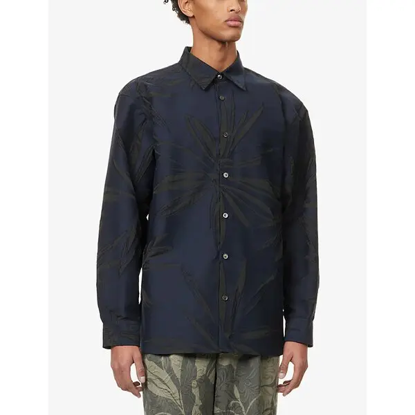 Dries Van Noten Classic-collar Textured-pattern Cotton-blend Shirt