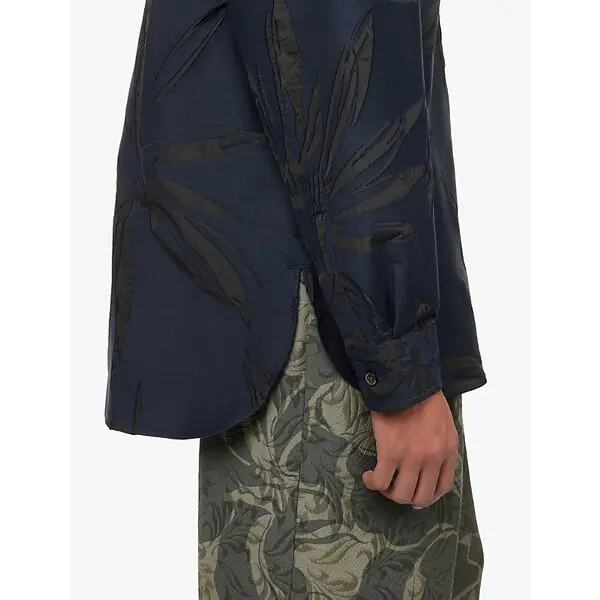 Dries Van Noten Classic-collar Textured-pattern Cotton-blend Shirt