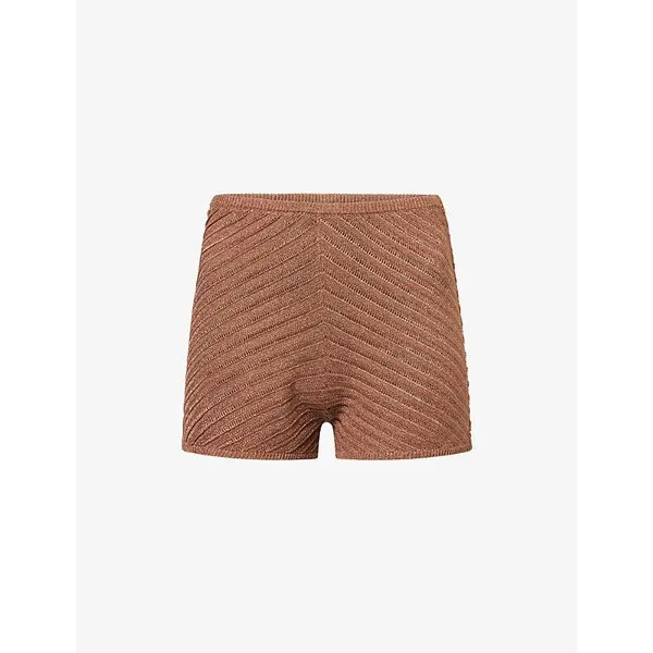 Devon Windsor Gem Metallic Knit Shorts - Truffle