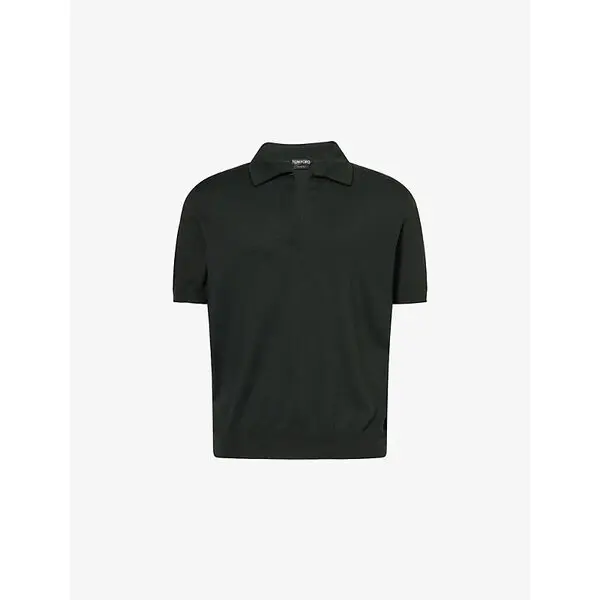 TOM FORD Open-collar Short-sleeve Cotton And Silk-blend Polo Top - Forest