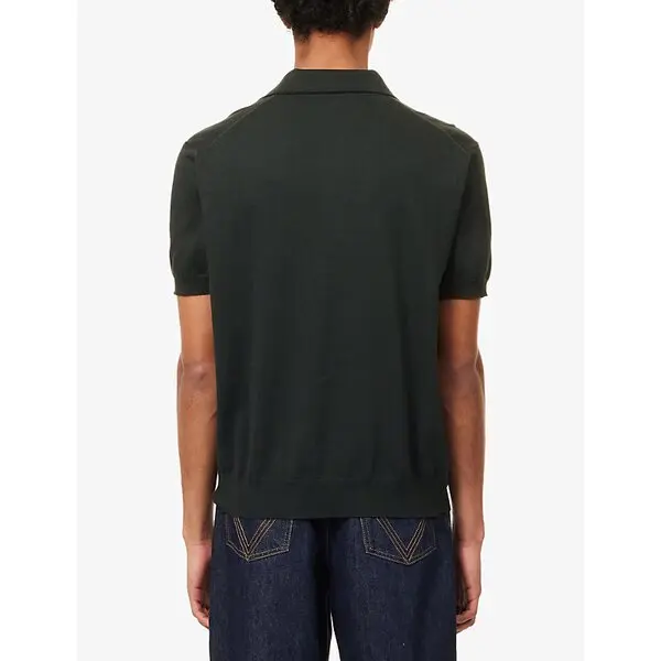 TOM FORD Open-collar Short-sleeve Cotton And Silk-blend Polo Top - Forest