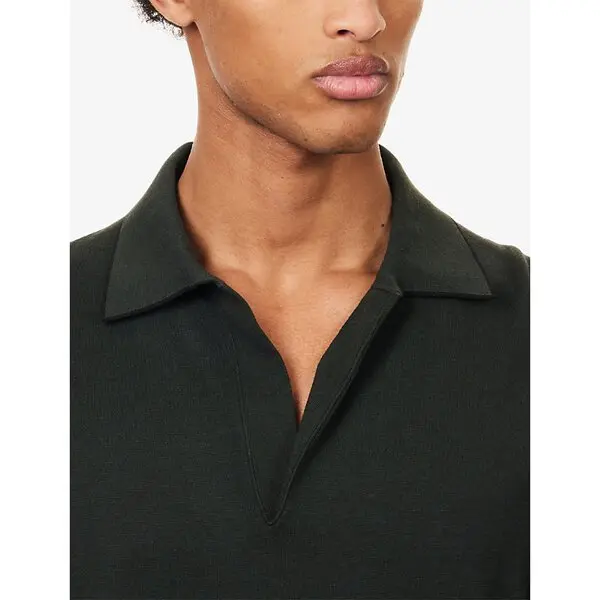 TOM FORD Open-collar Short-sleeve Cotton And Silk-blend Polo Top - Forest