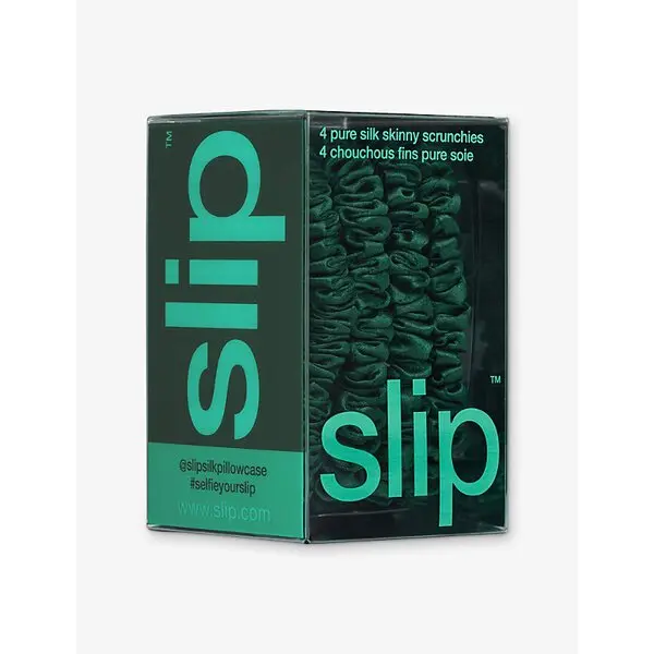 Slip Skinny Silk Scrunchies Set Of Four - Forest