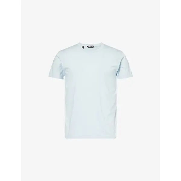 TOM FORD Relaxed-fit Crew-neck Cotton And Silk-blend T-shirt - Ice Blue