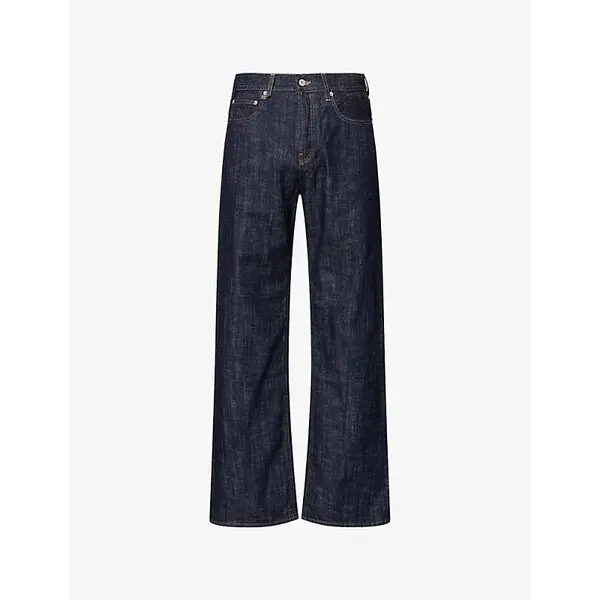 Jacquemus Logo-patch Wide-leg Denim Jeans - Navy