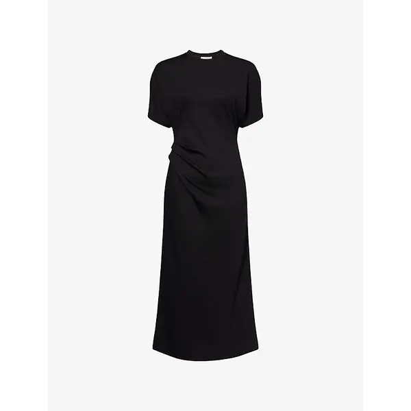 Vince Ruched-side Knit Midi Dress - Black