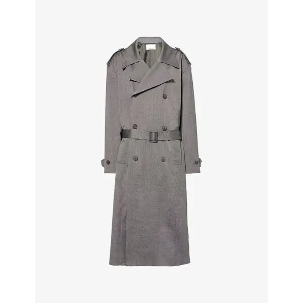 THE FRANKIE SHOP Bleecker Wool-blend Trench Coat - Grey Melange
