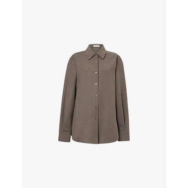 THE FRANKIE SHOP Peri Double-weave Shirt - Taupe Melange