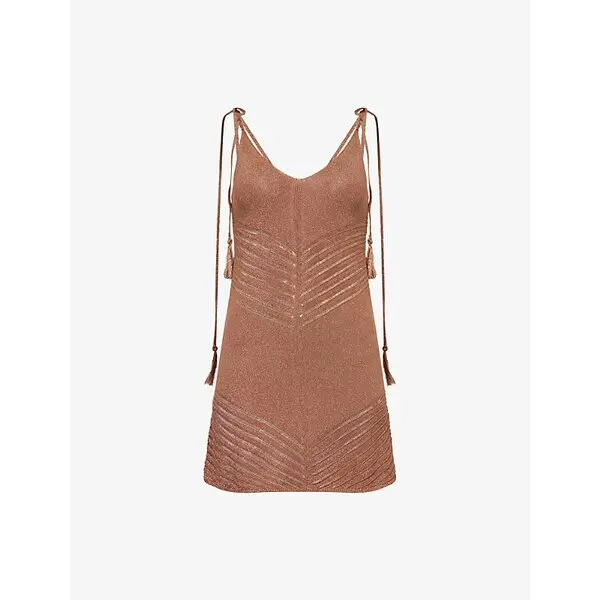 Devon Windsor Halle Metallic-knit Mini Dress - Truffle