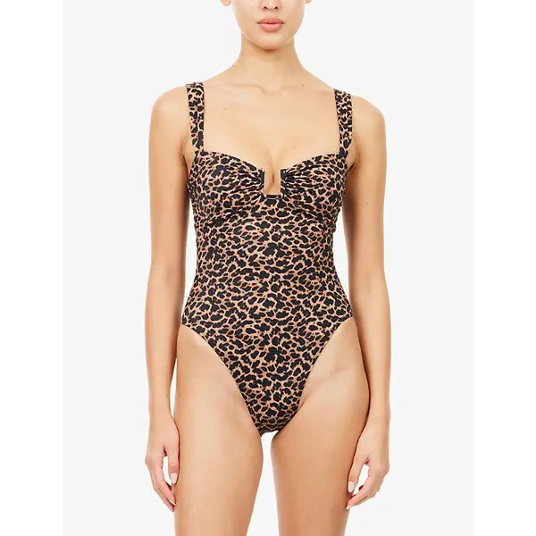 AWAY THAT DAY Cannes Balconette High-leg Swimsuit - Leopard Print